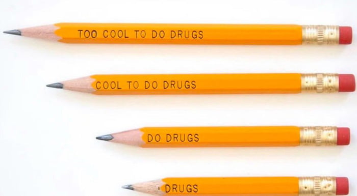 Pencils produced in the 1990s with the anti-drug slogan "Too Cool to Do ...