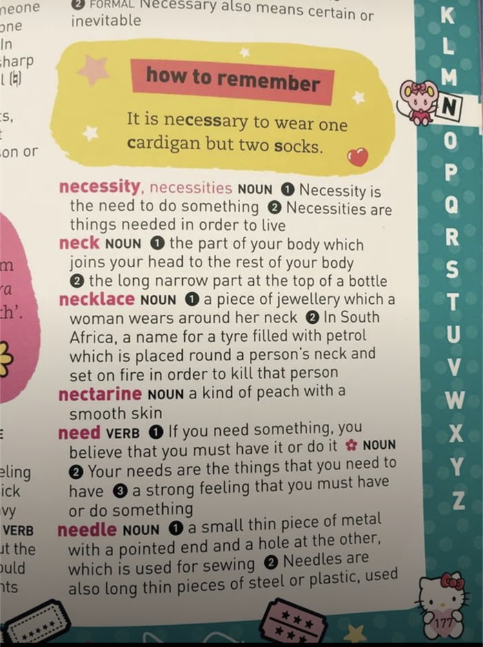 Hello Kitty dictionary is brutal (necklace) - 9GAG