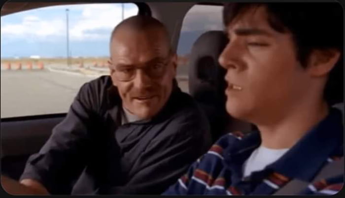 In this scene Walt Jr. has trouble hitting the brakes. He is Breaking Bad. - 9GAG
