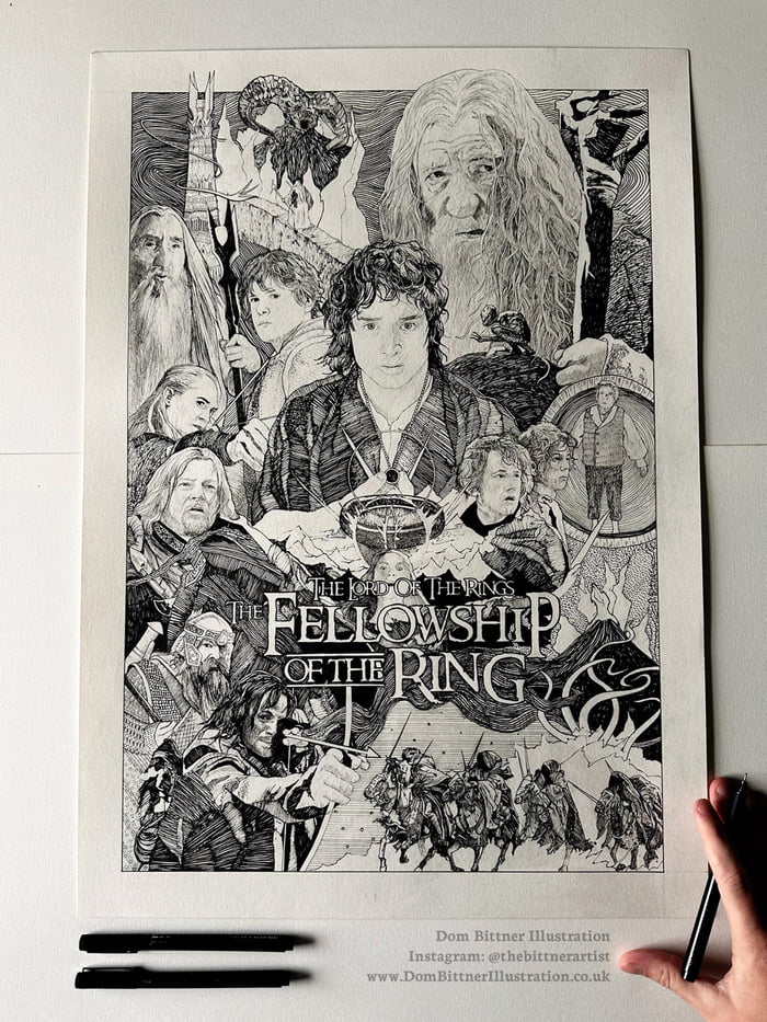 Hey everyone. Here's a LOTR Fellowship ink drawing I've made, hope you ...