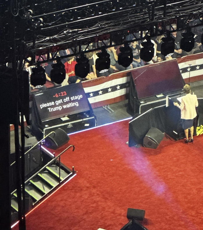 Trump waiting to rant, get off the stage. Unbelievable - 9GAG