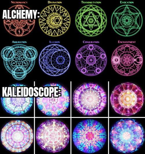The magic circle pattern in alchemy spells kinda looks like the pattern ...