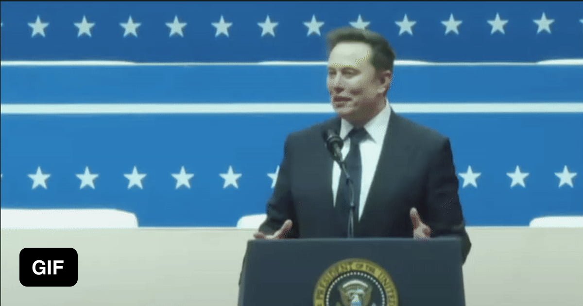 Elon Musk seemingly casually hitting the Sieg Heil at the inauguration - 9GAG