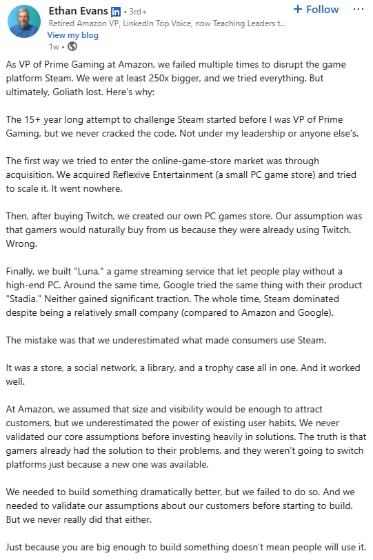 Goddamn, Amazon has been trying to beat Steam for 15 years LMAO. Chad ...