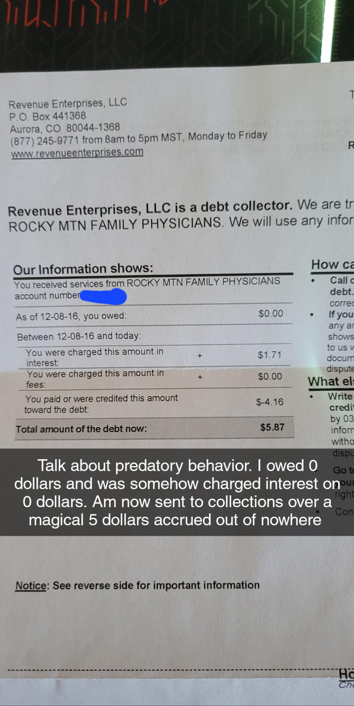 Got This In The Mail Recently Charged Interest On 0 By Doctors Office got-this-in-the-mail-recently-charged-interest-on-0-by-doctors-office