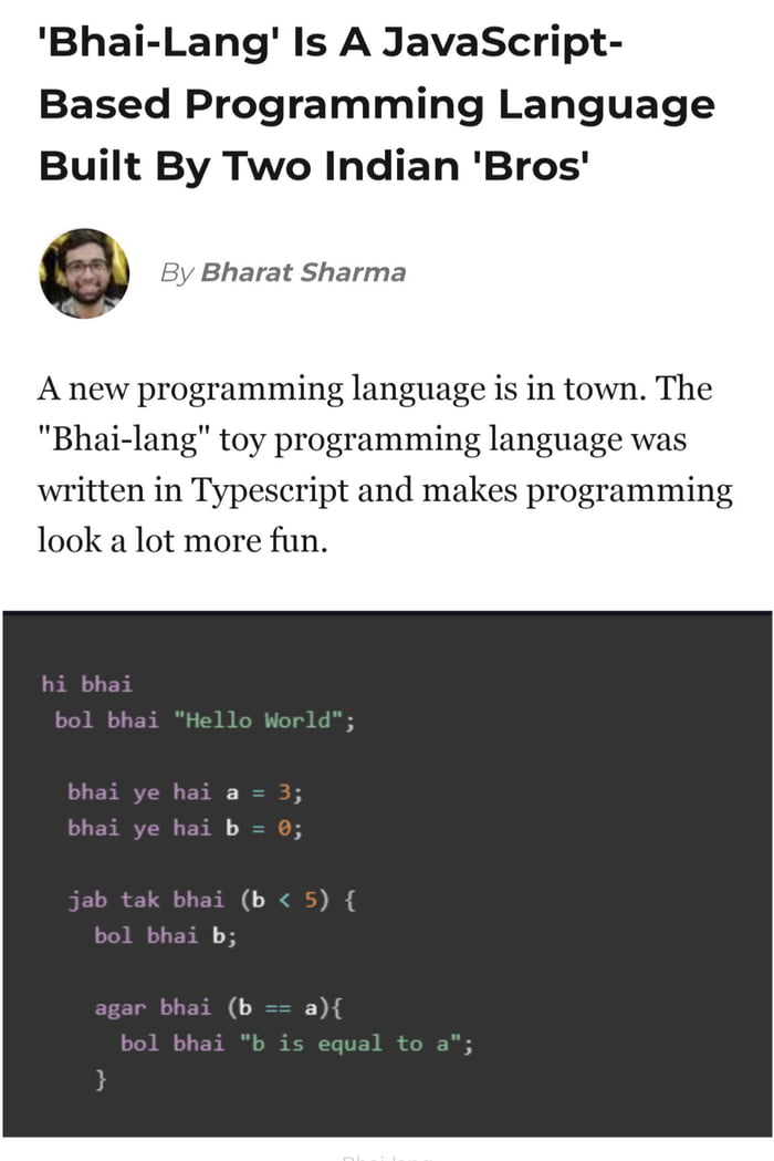 New Programming Language For Bhais 9gag 