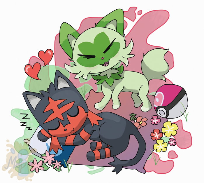 Sprigatito and Litten having a sleepover - 9GAG