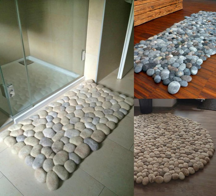 These carpets are wool, designed to look like stones. These are felt ...