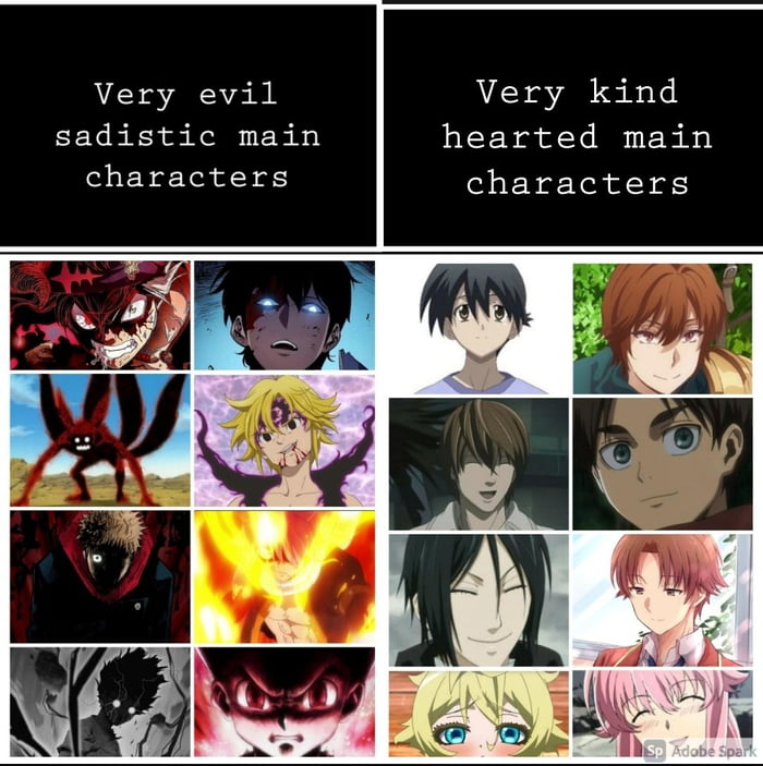 Chart for good and evil main characters - 9GAG