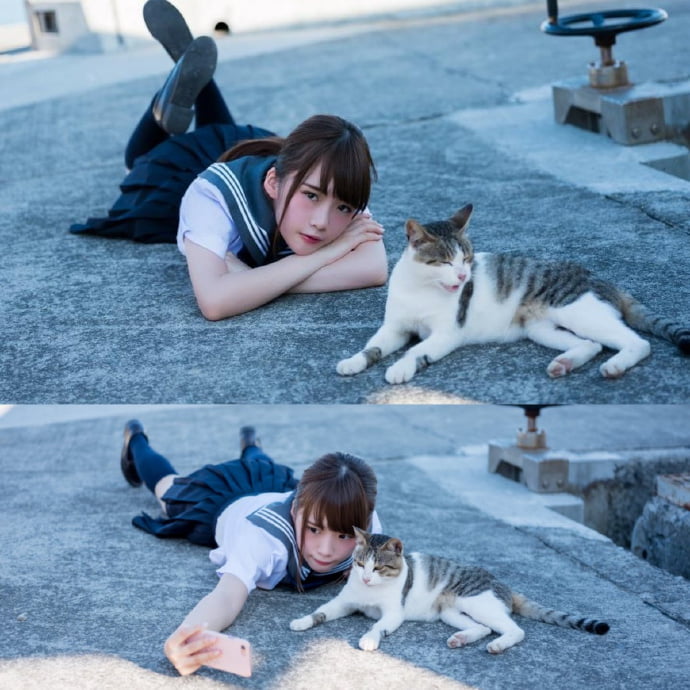 I wish i was a cat! Just meow meow and taking selfies with pretty asian ...