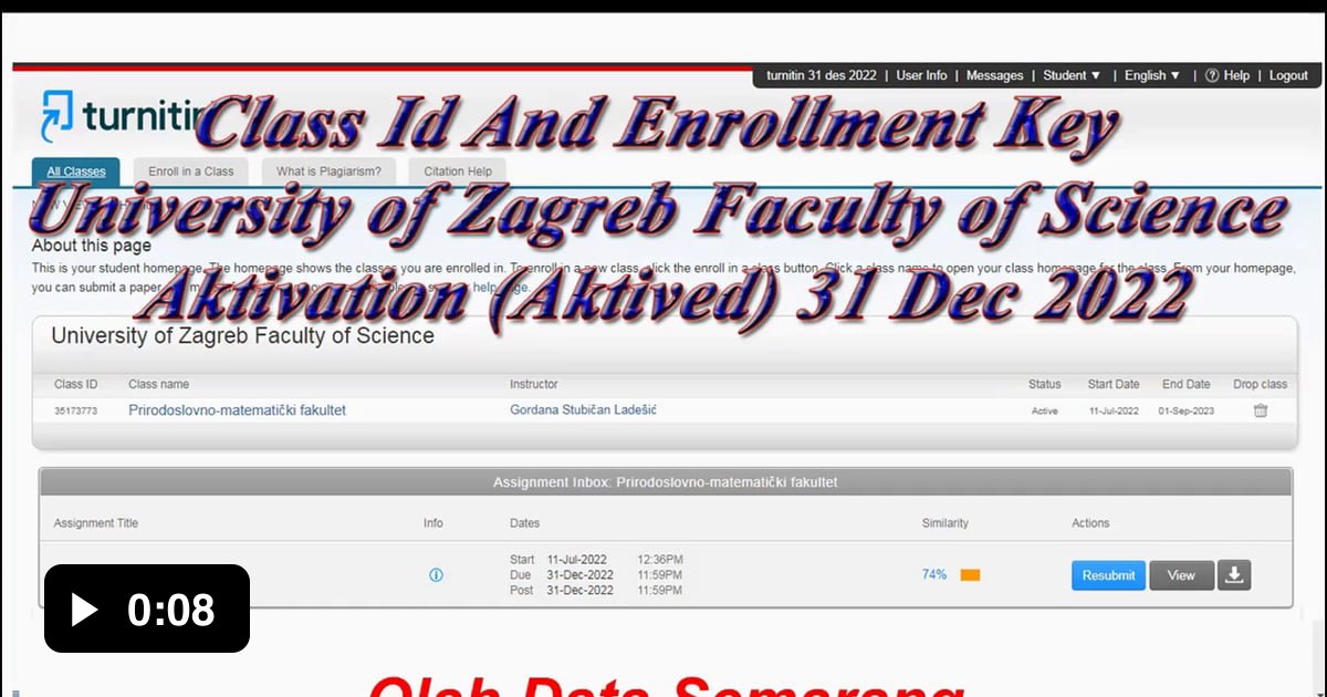 Class Id And Enrollment Key University of Zagreb Faculty of Science ...