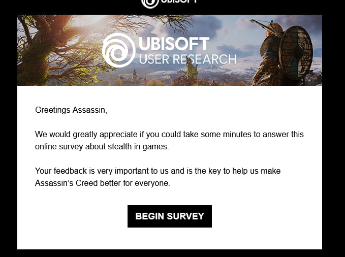 Ubisoft sending stealth game surveys - 9GAG