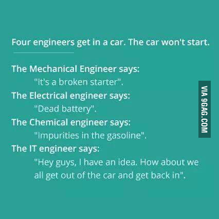 Four engineers in a car - 9GAG