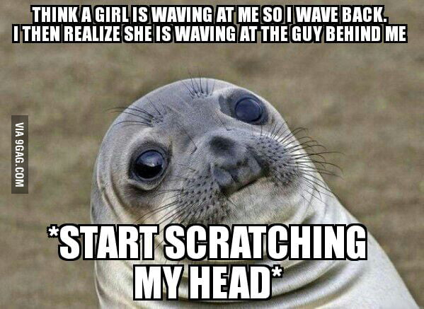 The awkward *head scratch* moment. - 9GAG