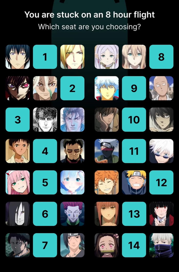 I choose seat no.8 or no.9 , what about you ? - 9GAG