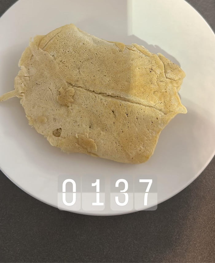 Oddly shaped, undercooked pancake - 9GAG