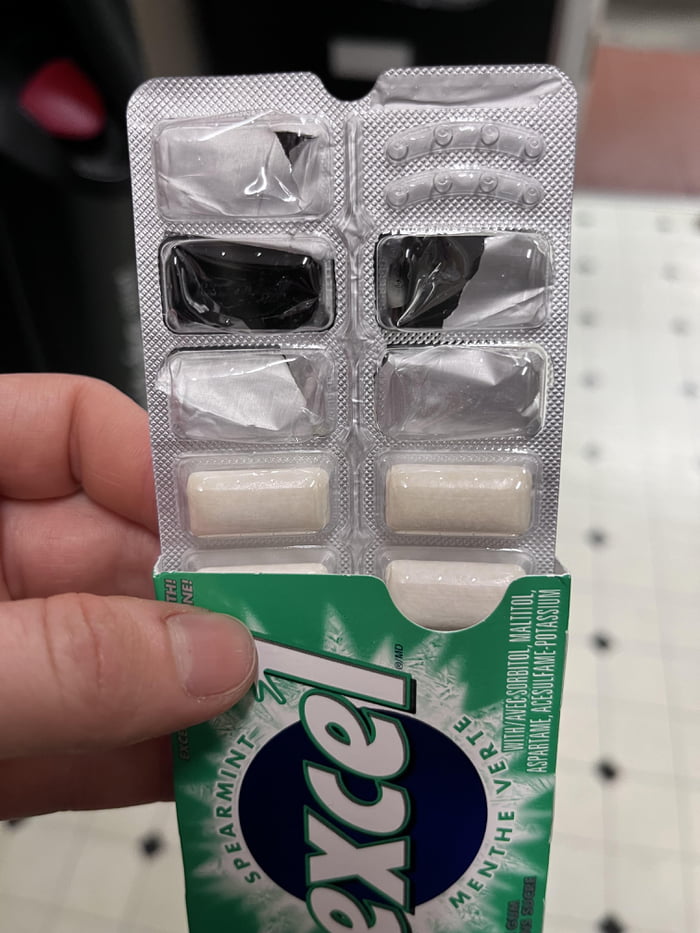 Gum pack now has an empty spot instead of a piece of gum. - 9GAG