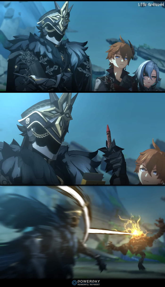 Childe: "I once saw him kill Ruin guard in the forest, with a crayon ...