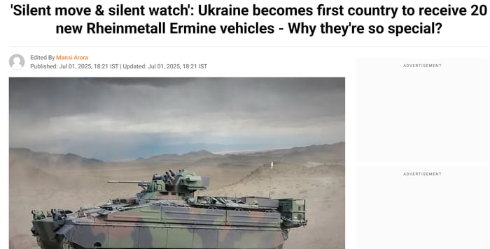Ukraine becomes first country to receive 20 new Rheinmetall Ermine ...