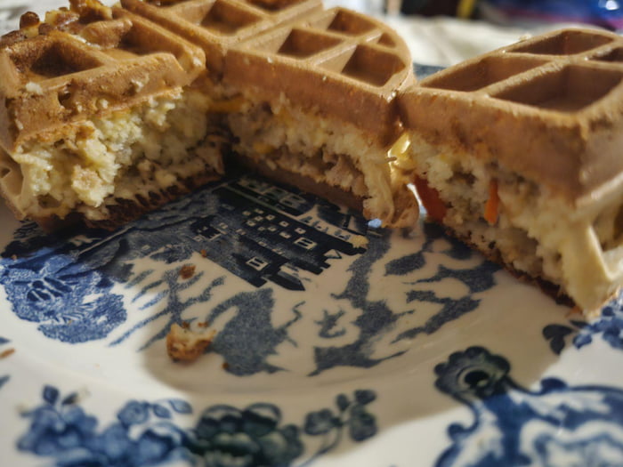 Philly cheesesteak stuffed waffle - 9GAG
