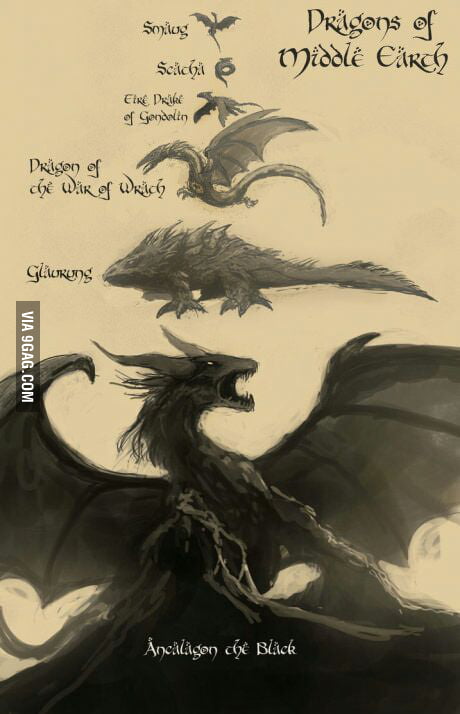 Smaug compared to other dragons in middle earth - 9GAG