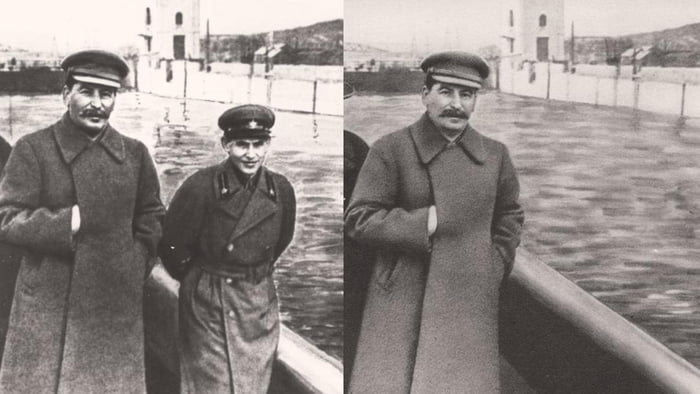 First Soviet Photoshop. The first photo was made in 1937, where Stalin ...