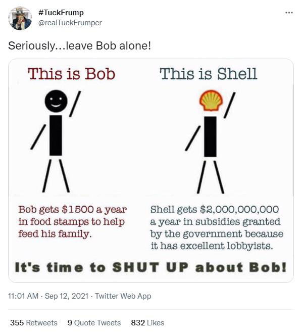 Yet we have much more sympathy for Shell than Bob… - 9GAG
