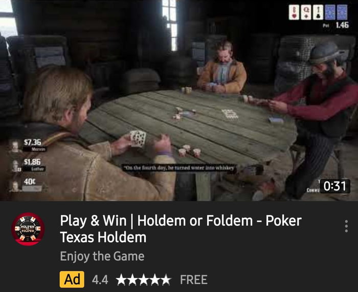 Garbage poker app uses a screen shot from red dead redemption 2 to try ...