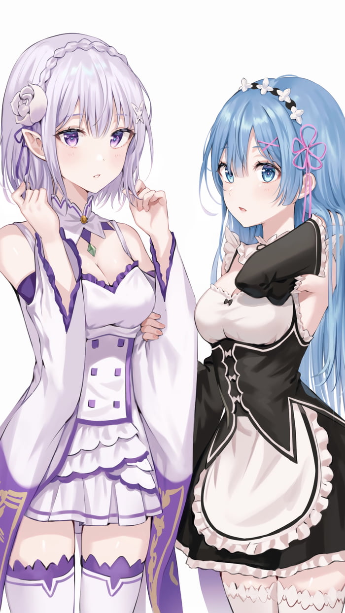 "White Rose & Blue Mist" Emilia & Rem - 9GAG