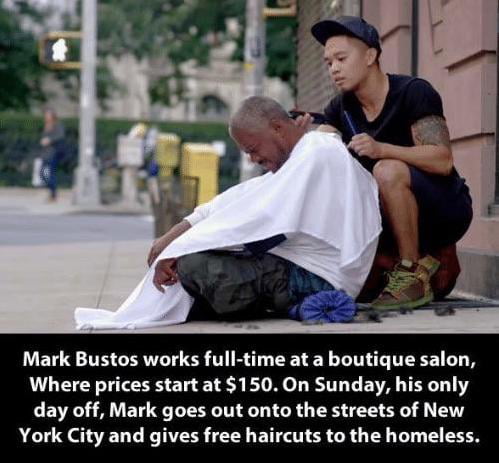 Mark Bustos - Hairdresser for the homeless - 9GAG