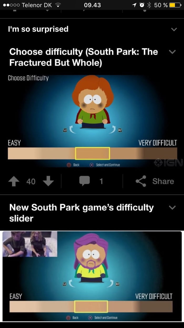 Hey guys does South park have a new difficulty meter? - 9GAG