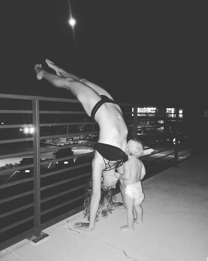 Acrobatic breastfeeding under a full moon! - 9GAG