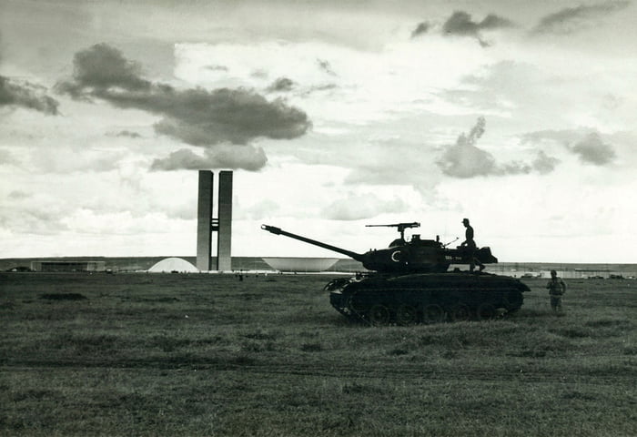 A M41 Walker Bulldog tank in front of the National Congress during the ...