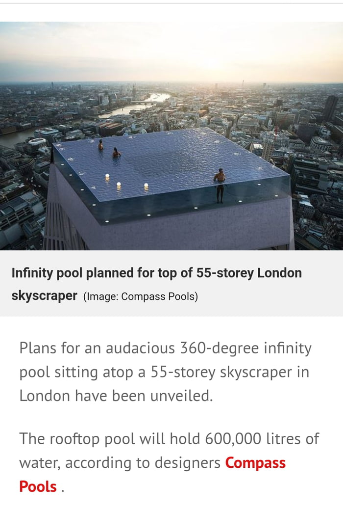 Skyscraper infinity pool where plunging to your doom is the only way to ...