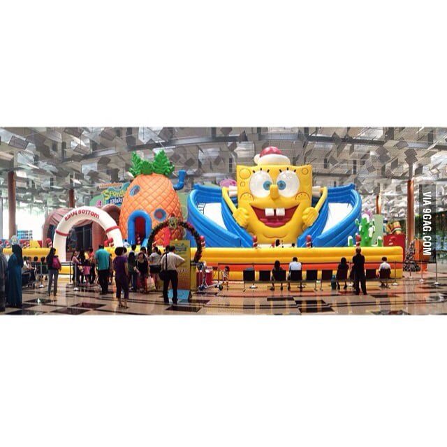 Spongebob Bouncy Castle in my local airport! - 9GAG
