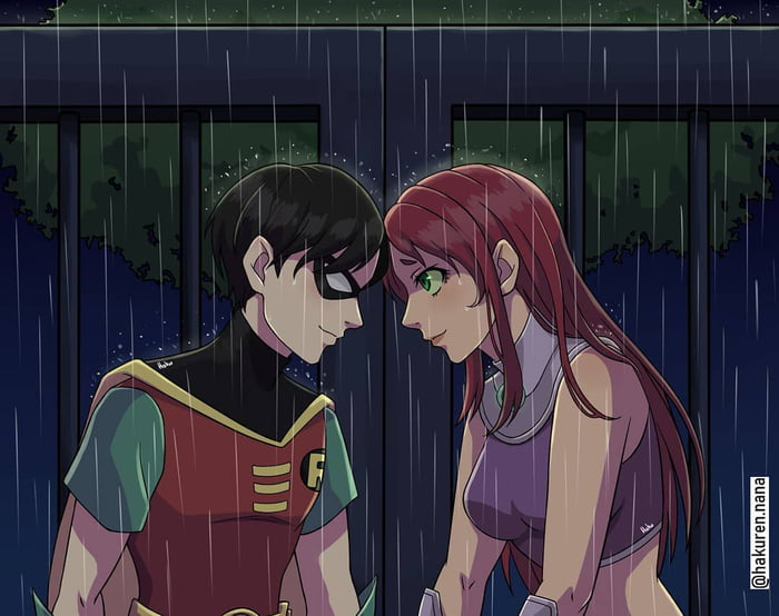 Robin and Starfire in the rain fanart by hakuren.nana - 9GAG