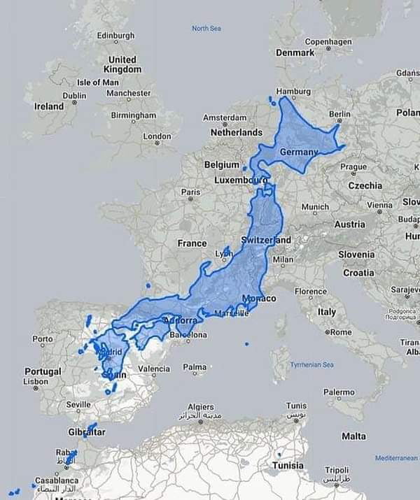 If you overlay Japan on continental Europe. I've always thought it's ...