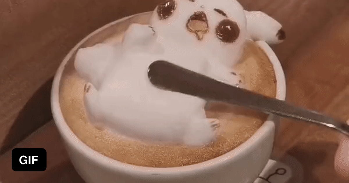 This latte foam art of trying to "wake up" Pikachu - 9GAG