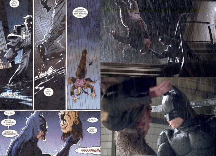The scene where Batman interrogates Flass is similar to this scene from ...