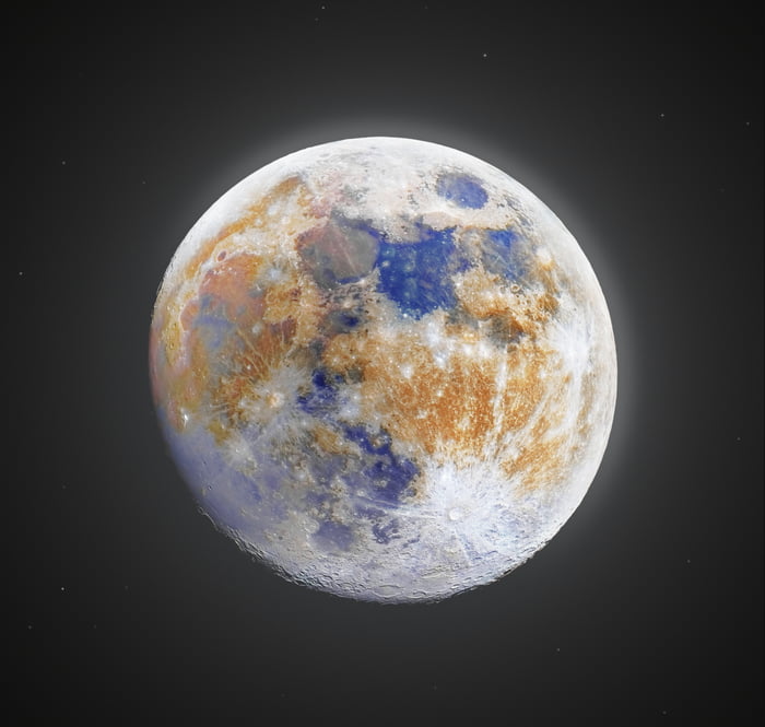 Enhanced photo of the moon's true colors. This is what you would see if ...
