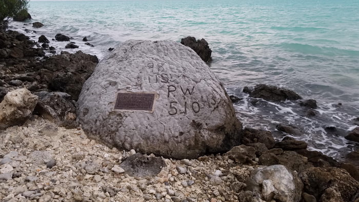 "The 98 Rock", Wake Island. 98 Civilian POWs killed - 9GAG