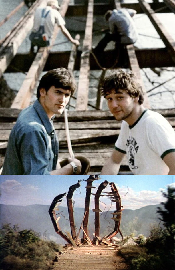 Sam Raimi and Bruce Campbell in ( Evil Dead, 1981.). This bridge was ...