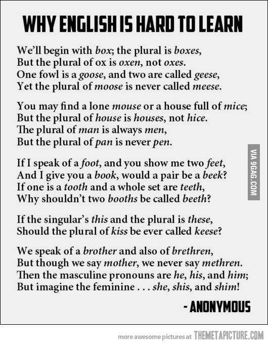 Why English is hard to learn - 9GAG