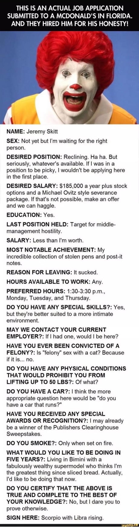 Job Application....... - 9GAG