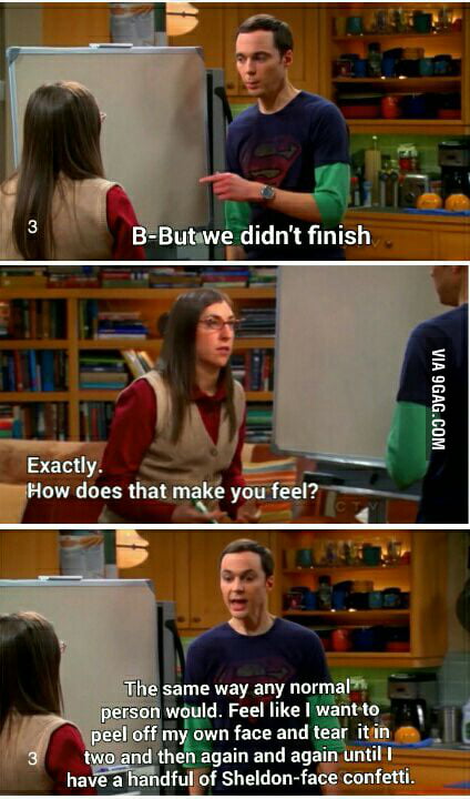 Amy didn't let Sheldon finish tic-tac-toe game - 9GAG