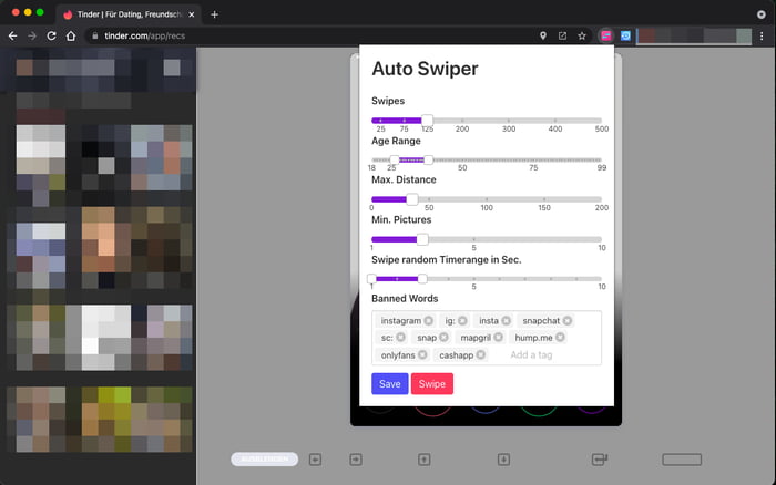 Auto Swiper Settings - 9GAG