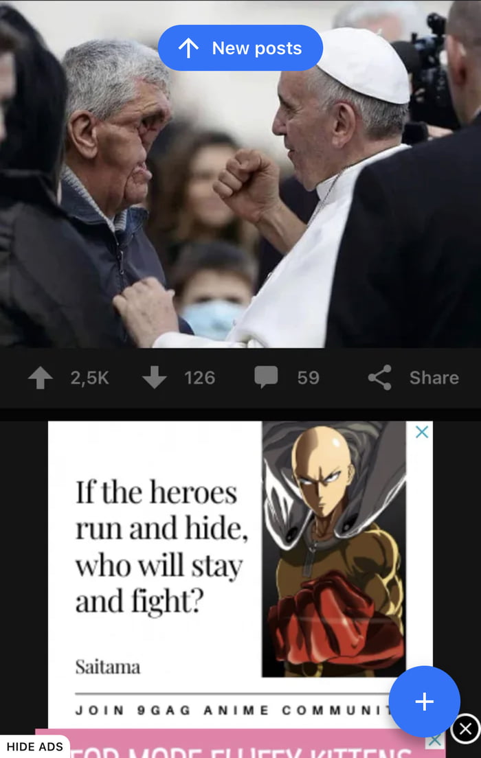 Correct add placing: one punch pope - 9GAG
