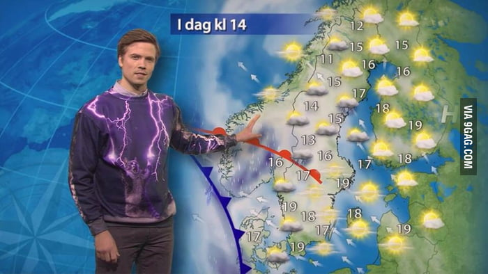 The sweater on this swedish weather guy! - 9GAG