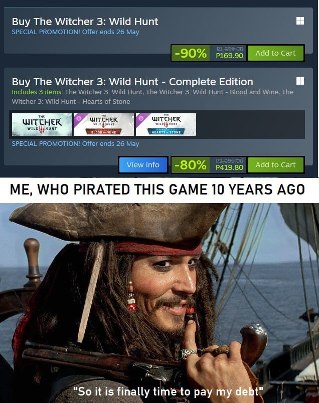 I was a broke ass kid back then. but thanks for the chance to experience witcher 3 10 years ago ...