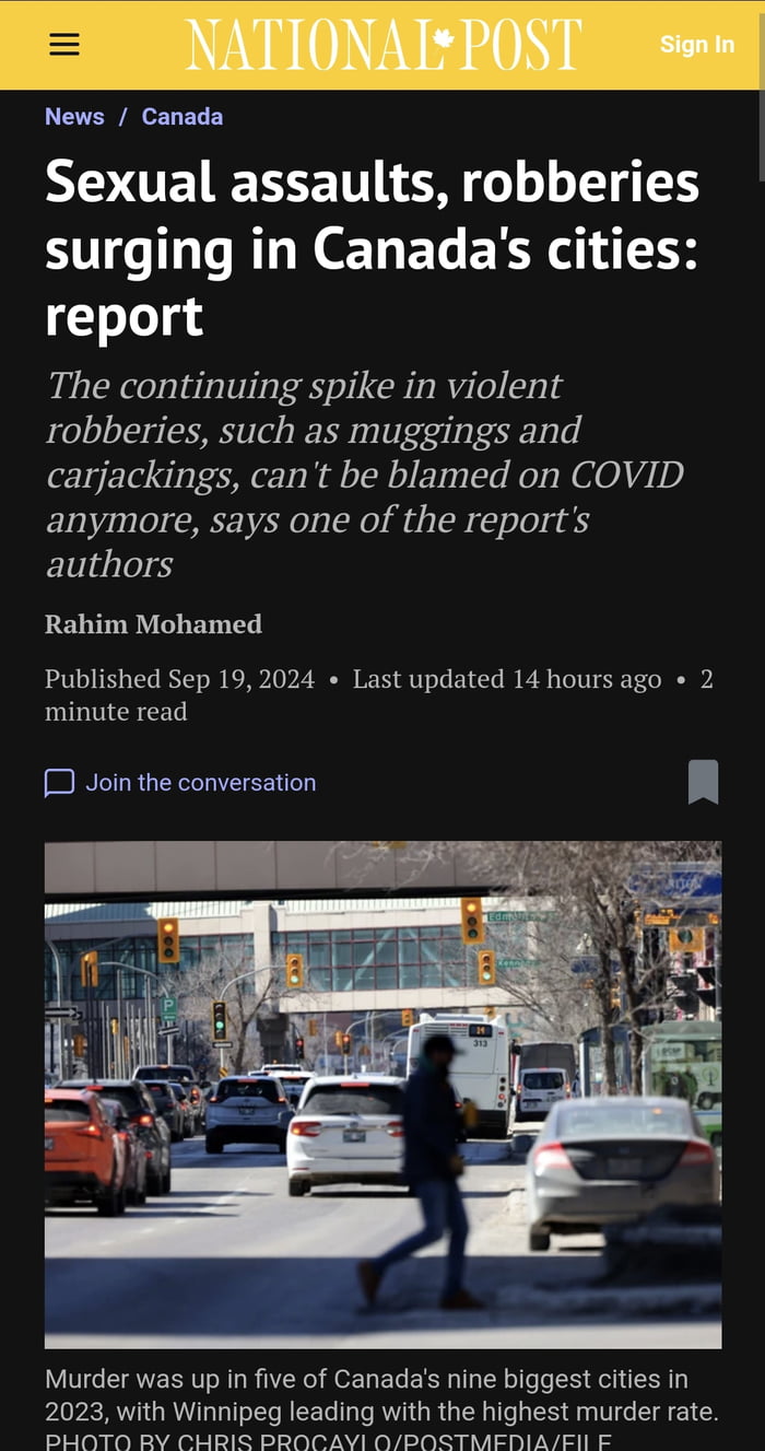 Sexual assaults, robberies surging in Canada's cities: report - 9GAG